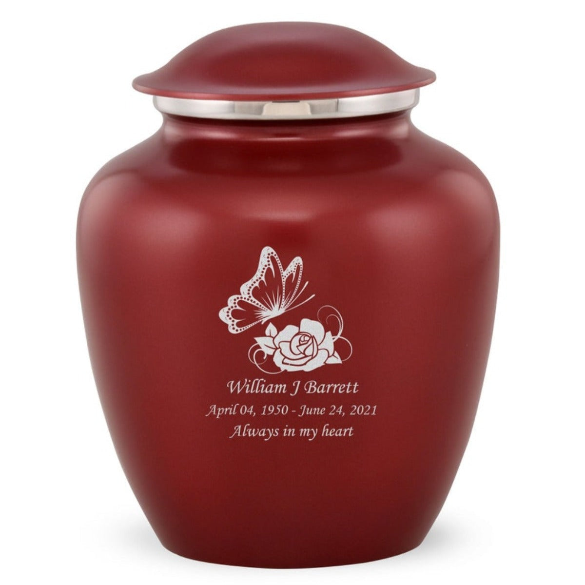 Grace Butterfly Custom Engraved Adult Cremation Urn for Ashes in Red ...