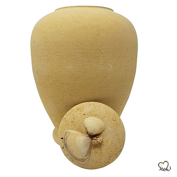Beige Oyster Shell Biodegradable Sand Urn – Exquisite Urns